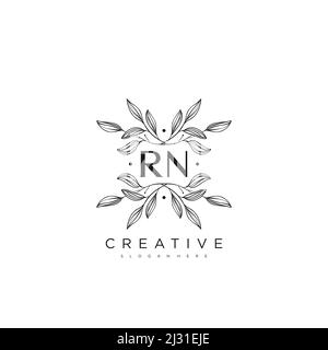 Initial RN logo template with modern frame. Minimalist RN letter logo ...