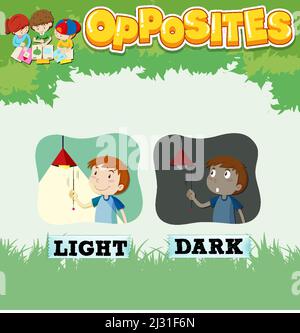 Opposite words for light and dark illustration Stock Vector Image & Art ...