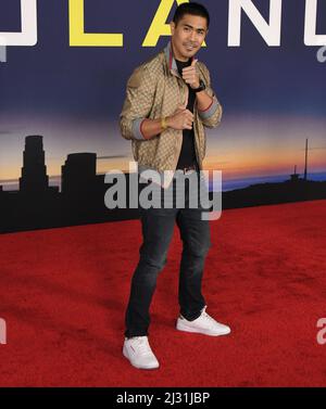 JB Tadena arrives at the AMBULANCE Los Angeles Premiere held at the ...