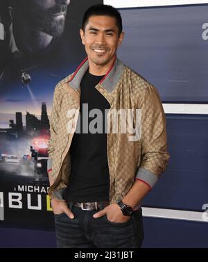 JB Tadena arrives at the AMBULANCE Los Angeles Premiere held at the ...