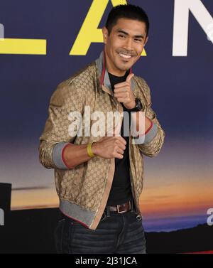 JB Tadena arrives at the AMBULANCE Los Angeles Premiere held at the ...