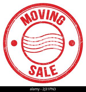 MOVING SALE text written on pink-black round stamp sign Stock Photo - Alamy