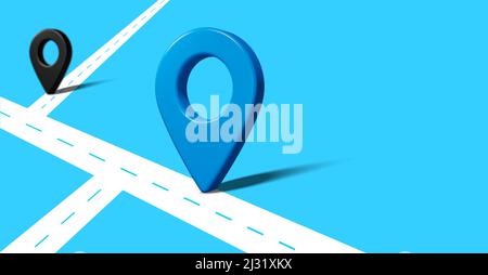 Map location pinpointer on road. 3D render Stock Photo - Alamy