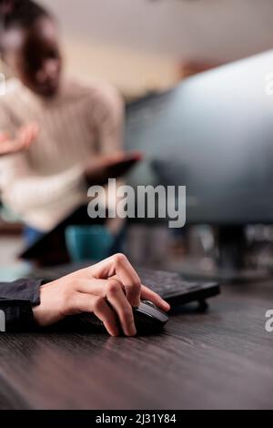 Programmer developing artificial intelligence machine learning APIs solving complex problems ...