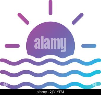 Rising sun icon simple flat vector symbol outline collection set logo ...