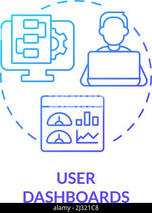 Online workplace blue gradient concept icons Stock Vector Image & Art ...