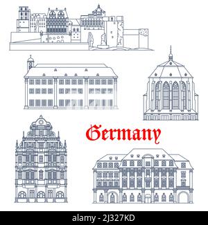 Germany, Heidelberg, Heidelberg Castle travel landmark vector ...