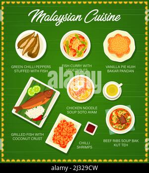 Malaysian cuisine restaurant menu template. Asian food special offer ...