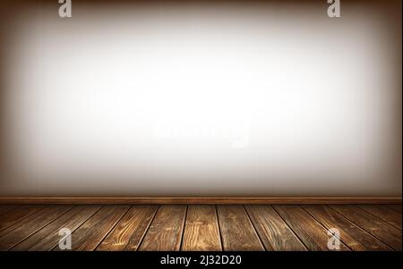 Wooden wall and baseboard with aged surface, realistic vector ...