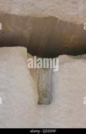 Boring holes drilled in huge slabs of concrete in black and white Stock ...