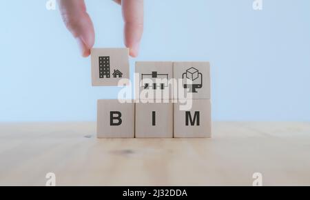 BIM building information modeling symbol. Concept words BIM building ...