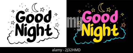 Good Night. Hand drawn typography poster. T shirt hand lettered ...