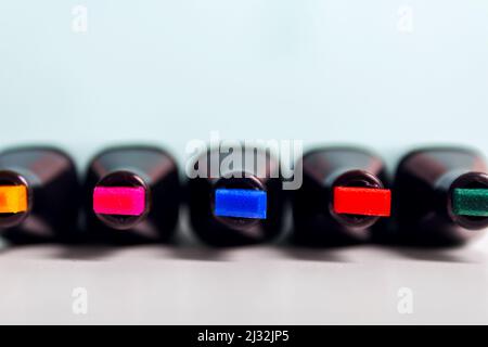Colourful minimalism. Set of drawings markers. Close-up Stock Photo - Alamy
