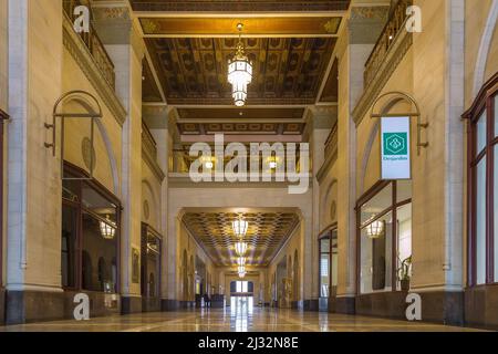 Montreal; Dominion Square Building, foyer with elevators Stock Photo ...