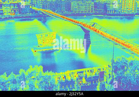 Infrared view of heavy fast moving traffic - motion infrared map Stock ...