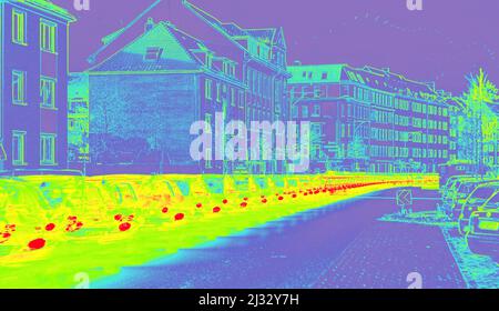 Infrared view of heavy fast moving traffic - motion infrared map Stock ...