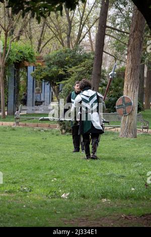 medieval duel sward fighting Stock Photo - Alamy