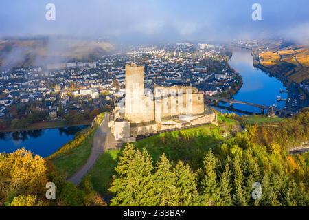 Aerial view of Landshut Castle near Bernkastel-Kues, Moselle, Rhineland ...