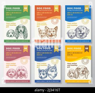 Pet Food Label Templates Set. Abstract Vector Packaging Design Layouts ...