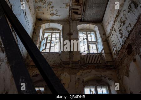Rotten destroyed old wooden house Stock Photo - Alamy
