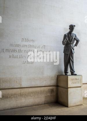 george orwell statue at BBC Broadcasting House Stock Photo - Alamy