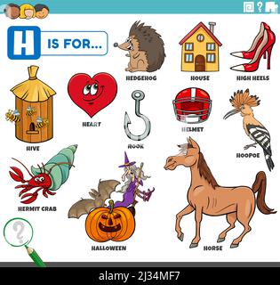 cartoon illustration of H letter for hedgehog Stock Vector Image & Art ...