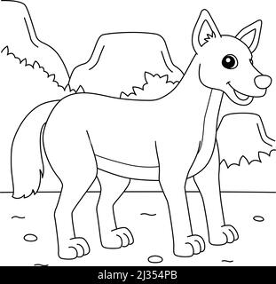 Dingo dog color line illustration. Animals of Australia Stock Vector ...