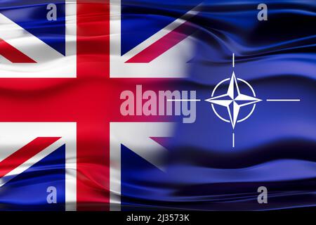 United Kingdom and NATO flags - 3D illustration Stock Photo - Alamy