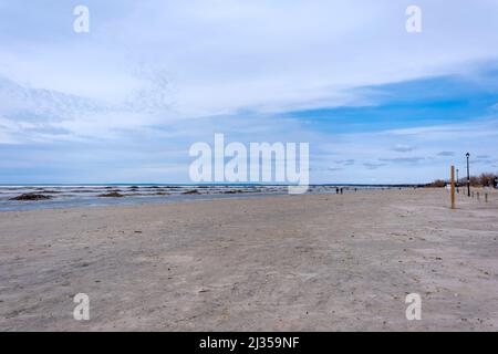 With ice still on Nottawasaga Bay Wasaga Beach is virtually deserted ...