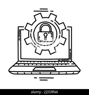 Cyber Security Part of Computer and Operating System Hand Drawn Icon ...