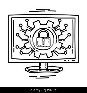 Computer Security Part of Computer and Operating System Hand Drawn Icon ...