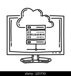 Cloud Computing Part of Computer and Operating System Hand Drawn Icon Set Vector Stock Vector ...