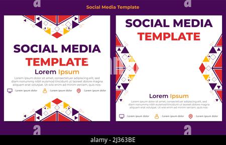 colorful triangle geometric shape social media post template design ...