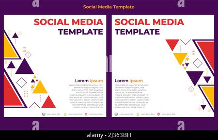 colorful triangle geometric shape social media post template design ...