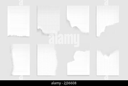 Torn paper edges. Vector torn papers set on transparent background. Isolated ripped paper edges ...