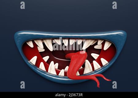 3D illustration fantasy toothy mouth in bright colors. Mouth of ...