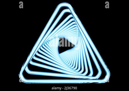 3D illustaration of a blue light triangle. Fantastic cell.Simple ...