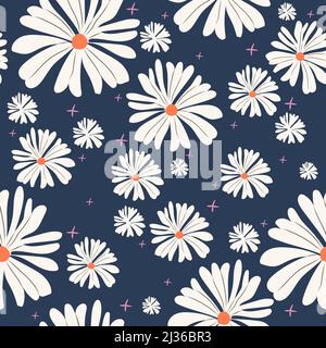 70's cutie hippie daisy seamless pattern. Floral background Stock ...