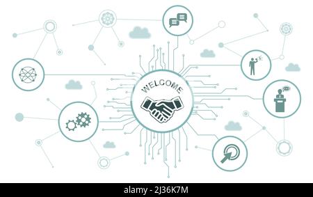 Concept of introduction with connected icons Stock Photo - Alamy