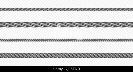 Metal hawser, rope, steel cord of different sizes, silver colored ...