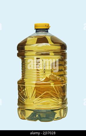 Representative, unlabeled bottle of sunflower oil set in a montage with ...