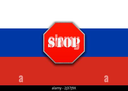 -stop sign with the flag of Russia symbol for Stop the war Stock Photo ...