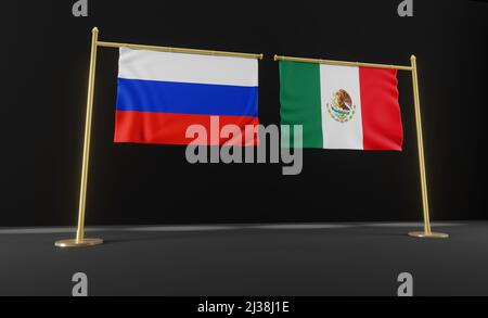 Russian vs Mexico, Mexican smoke flags placed side by side. Thick ...