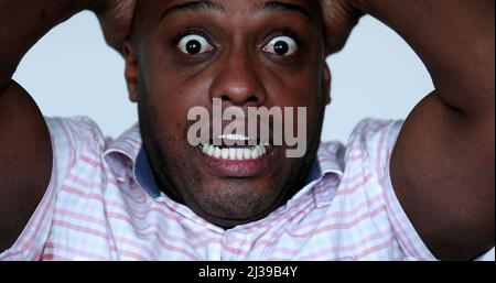 Stressed out African man reaction. Frustrated black guy emotion Stock ...