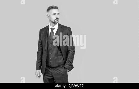 charismatic unshaven ceo. confident boss. mature businessperson in suit ...