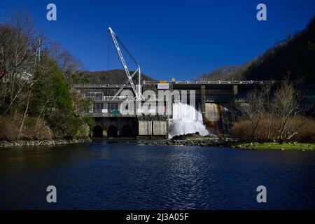 Spillway Water flowing at Concrete Gravity Dam view at Neyyar Dam ...