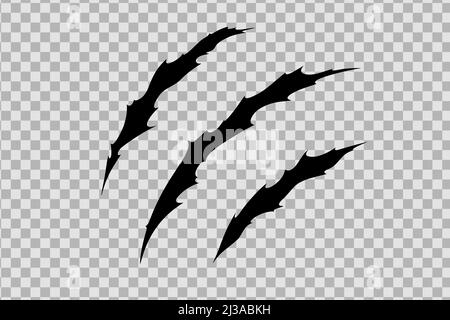 Dog or Wolf Paw print with scratches. Black Silhouette, contour, red ...