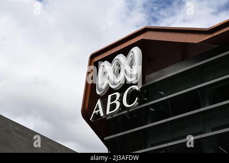 Australian Broadcasting Corporation sign in reception Stock Photo - Alamy