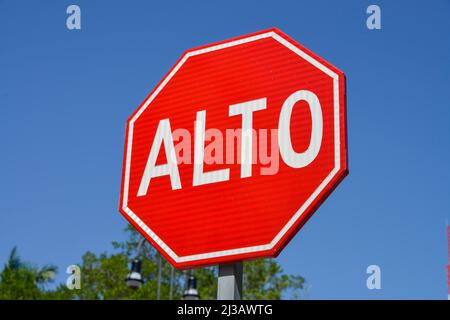 Stop sign Alto Mexico Stock Photo - Alamy