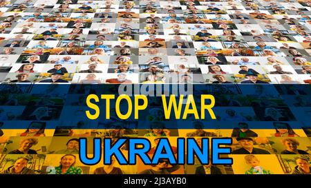 faces collage with flag ukraine. stop war Stock Photo - Alamy